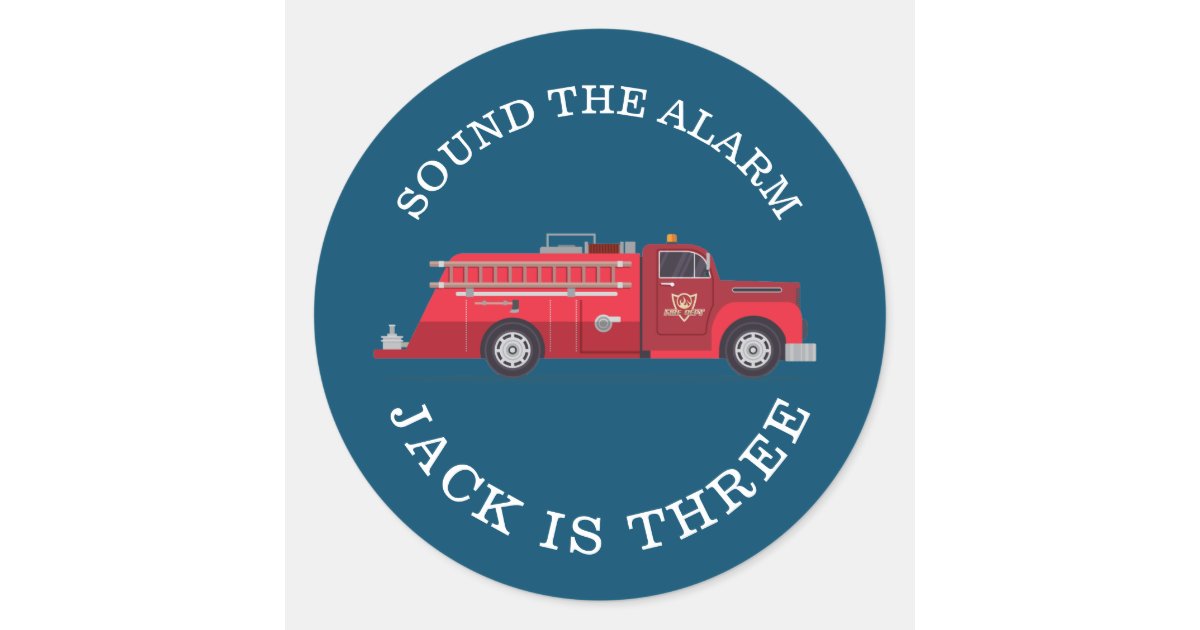 Vintage Red Fire Truck Party Classic Round Sticker | Zazzle