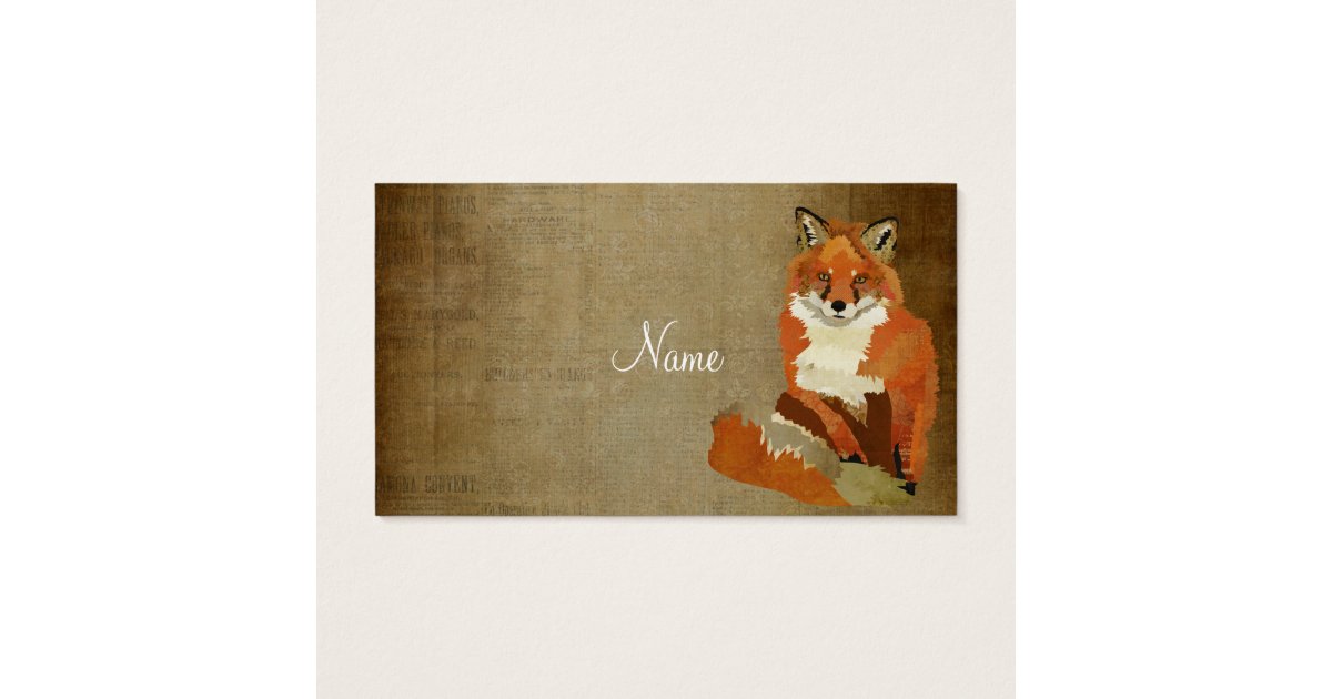 Vintage Red Fox Business Card | Zazzle.com