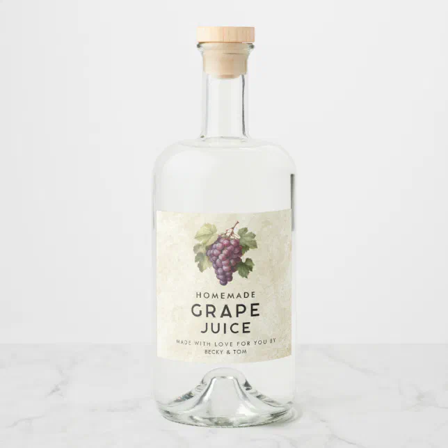 Vintage red grape juice homemade recipe liquor bottle label | Zazzle