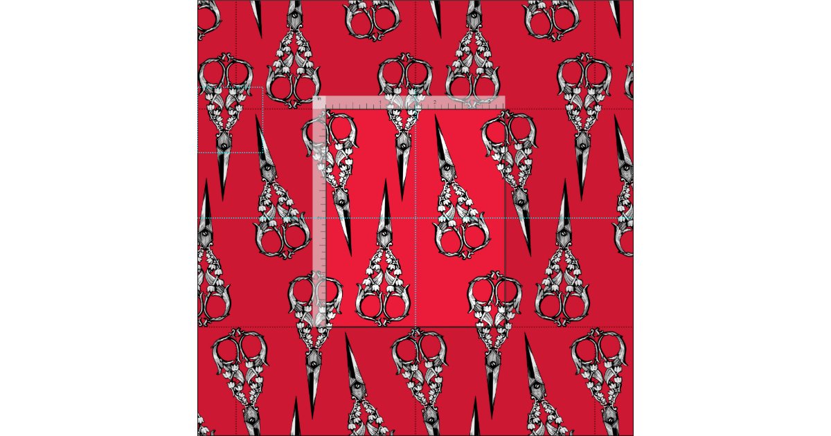 Vintage red hairdresser scissor hairstylist barber fabric | Zazzle