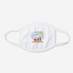 Vintage Red Happy Camper Woodland Camping RV White Cotton Face Mask ...