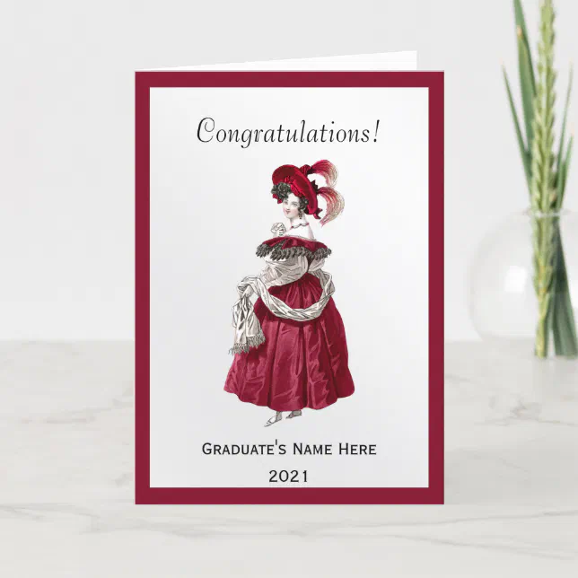Vintage Red Lady Congratulations Graduation Card | Zazzle