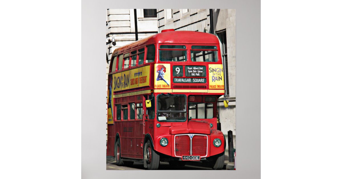 Vintage Red London Bus Poster | Zazzle