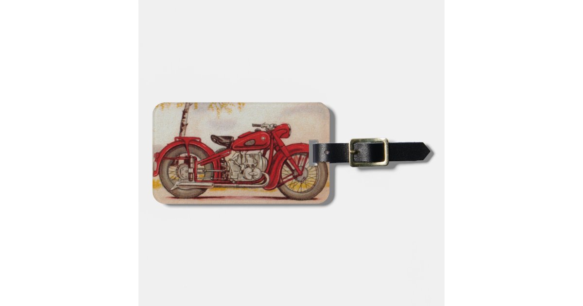 Vintage Red Motorcycle Luggage Tag | Zazzle