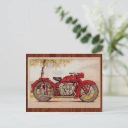 Vintage Red Motorcycle Postcard | Zazzle