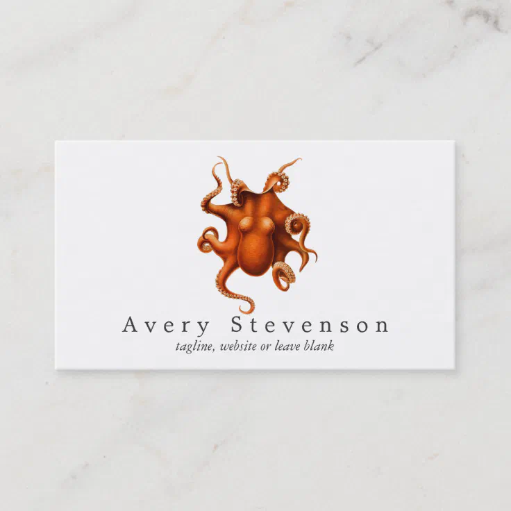 Vintage Red Octopus Marine Biology Nautical Business Card | Zazzle