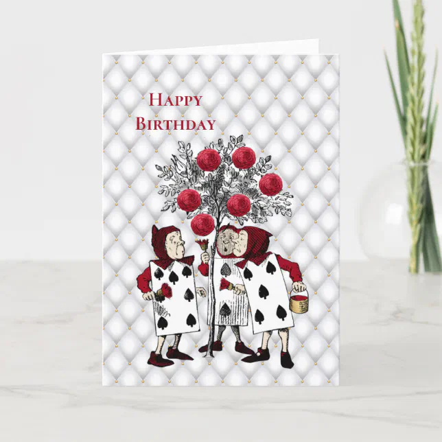 Vintage Red Painting the Roses Birthday Card | Zazzle