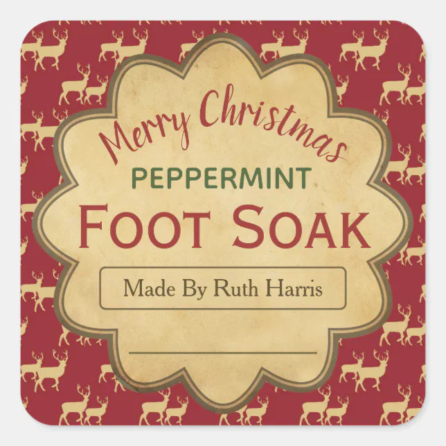 Vintage Red Peppermint Foot Soak Labels | Zazzle