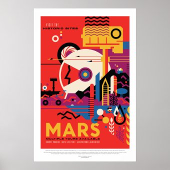 Vintage Red Planet Mars Space Travel Poster | Zazzle