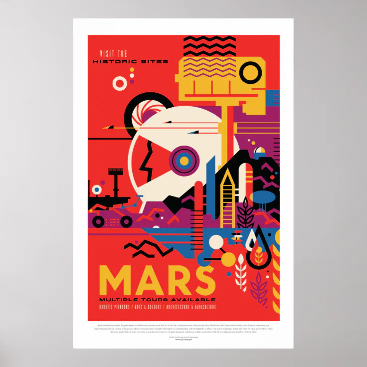 Vintage Red Planet Mars Space Travel Poster | Zazzle