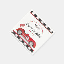 Vintage Red Racing Car Two Fast Boy 2nd Birthday Napkins | Zazzle