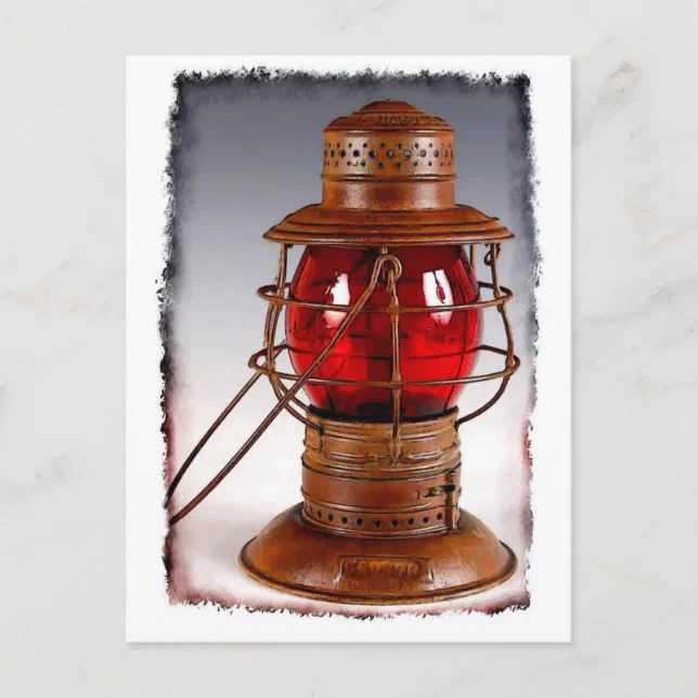 Vintage Red Railroad Lantern Postcard | Zazzle