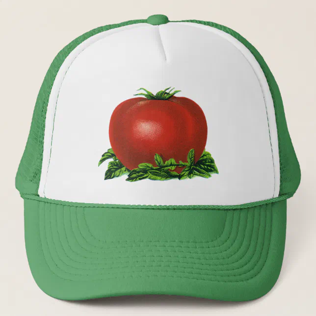 Vintage Red Ripe Tomato, Vegetables and Fruits Trucker Hat | Zazzle
