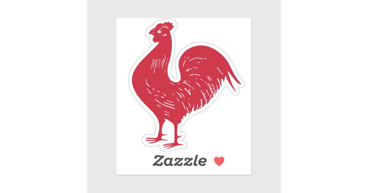 Vintage Red Rooster Custom Color Sticker | Zazzle