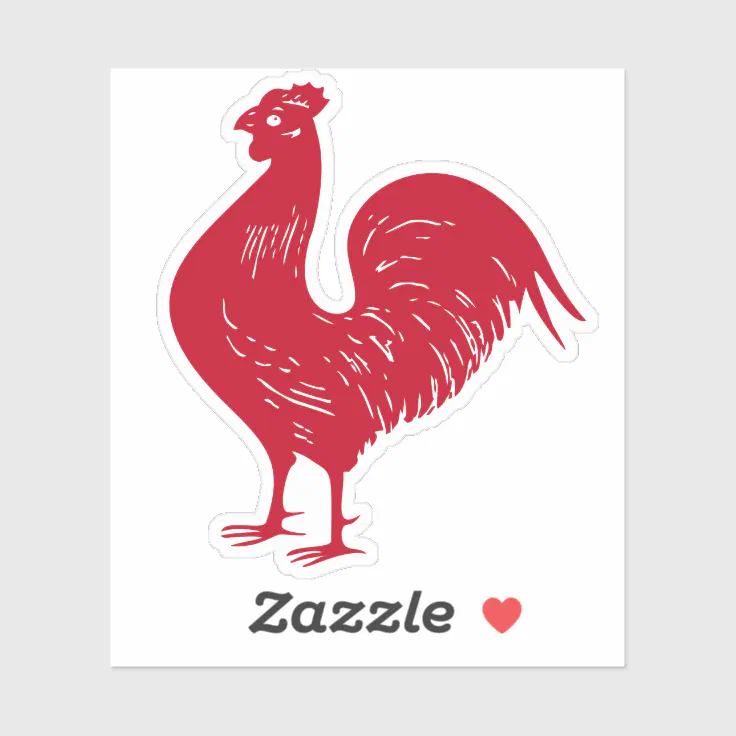 Vintage Red Rooster Custom Color Sticker | Zazzle