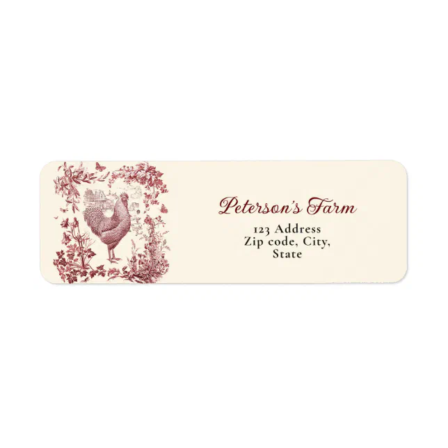Vintage Red Rooster Family Farm Label | Zazzle