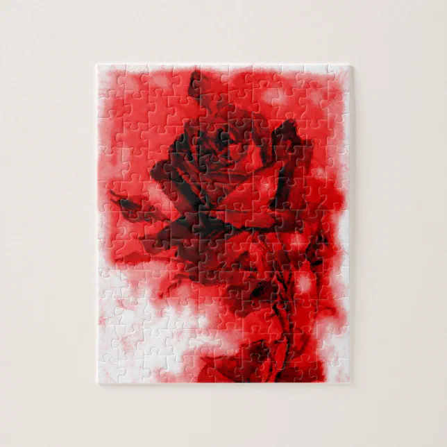 Vintage Red Rose Illustration Flowers Art Jigsaw Puzzle | Zazzle