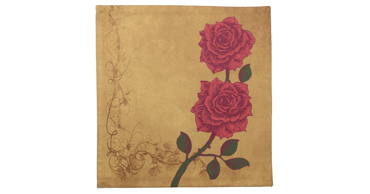Vintage Red Rose Wedding Napkin | Zazzle