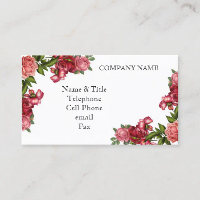 Vintage Red Roses Business Card | Zazzle