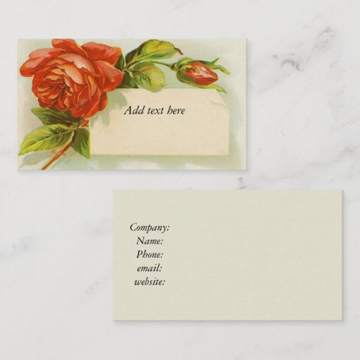 Vintage, Red Roses Calling Card | Zazzle