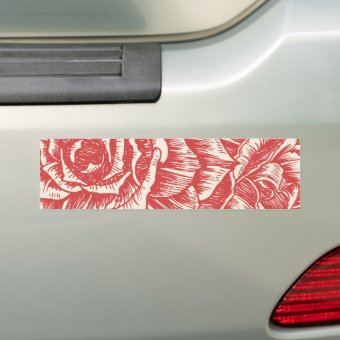 Vintage red roses custom bumper sticker | Zazzle