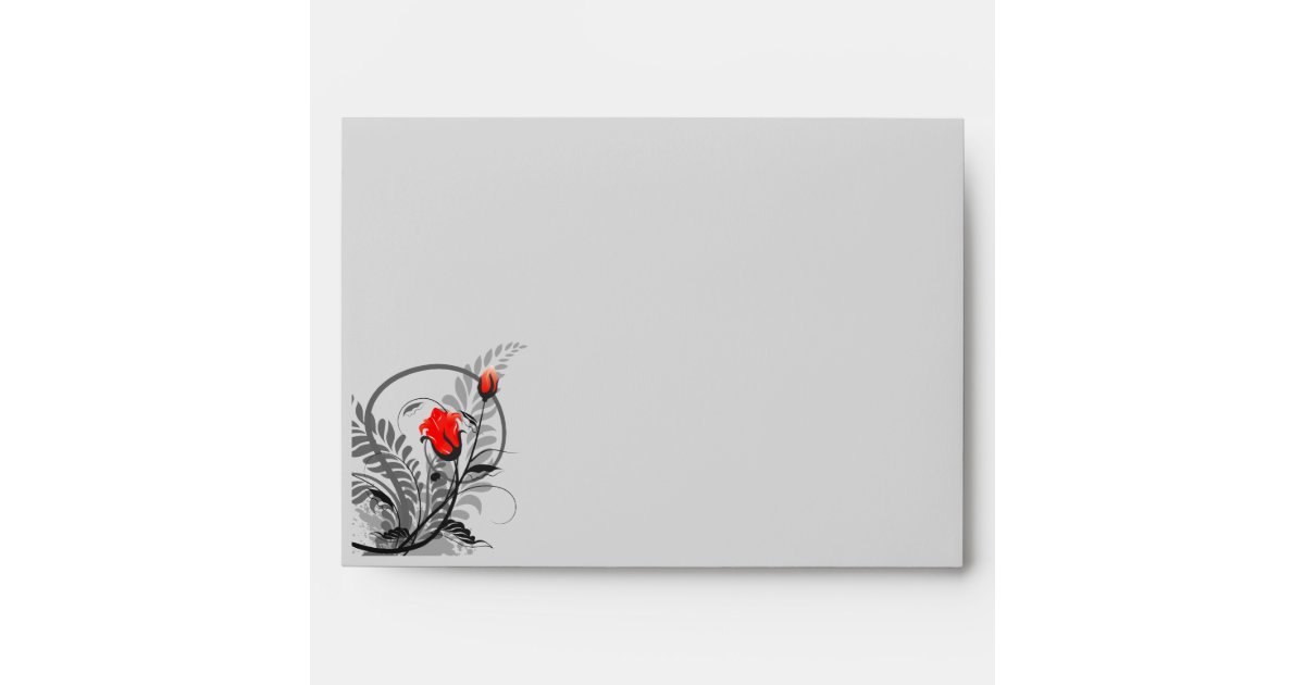 Vintage Red Roses Envelope Wedding 7 ¼”x 5 ¼” | Zazzle