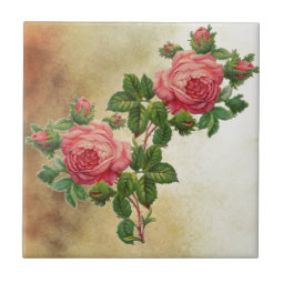 vintage red roses tile | Zazzle