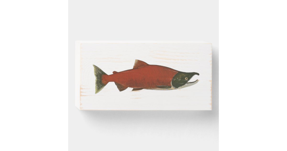 Vintage Red Sockeye Salmon Wooden Box Sign | Zazzle