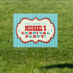Vintage Red & Teal Carnival Party Yard Sign | Zazzle