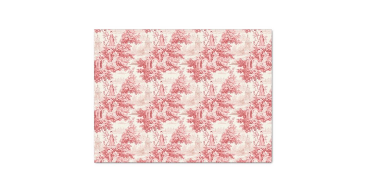 Vintage red toile de joy tissue paper | Zazzle