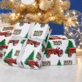 Vintage Red Tractor And Tree Christmas Wrapping Paper | Zazzle