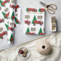 Vintage Red Tractor And Tree Christmas Wrapping Paper | Zazzle