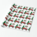 Vintage Red Tractor And Tree Christmas Wrapping Paper | Zazzle