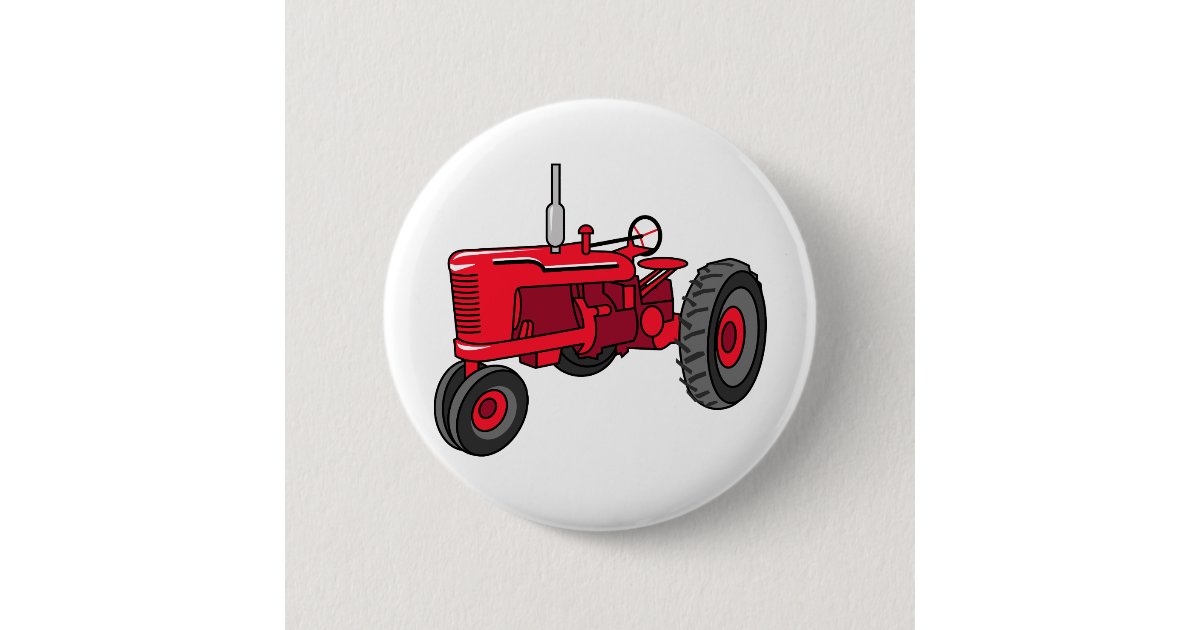 Vintage Red Tractor Button | Zazzle