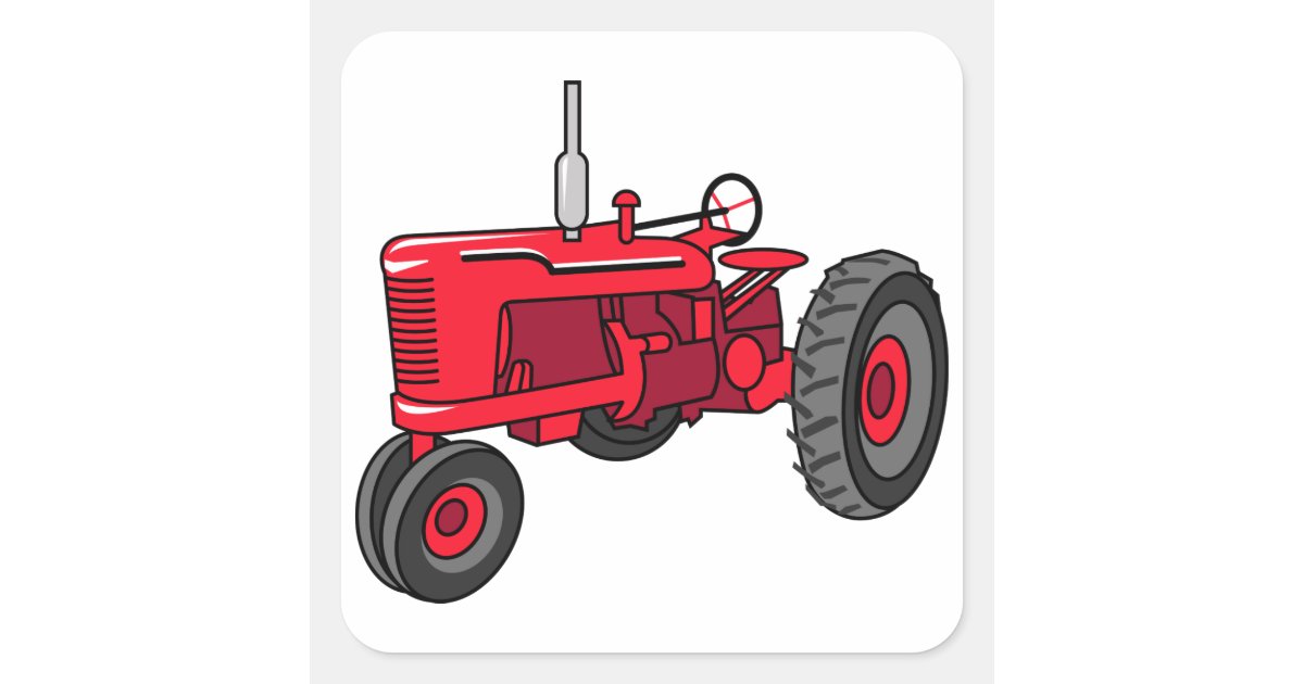 Vintage Red Tractor Square Sticker | Zazzle