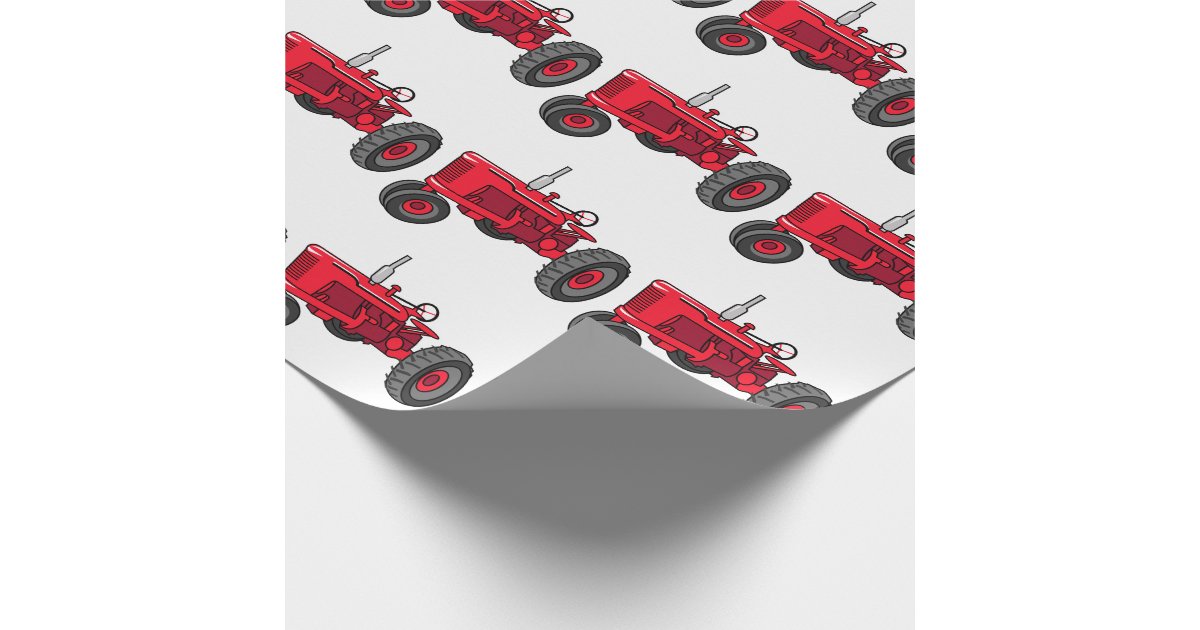 Vintage Red Tractor Wrapping Paper | Zazzle