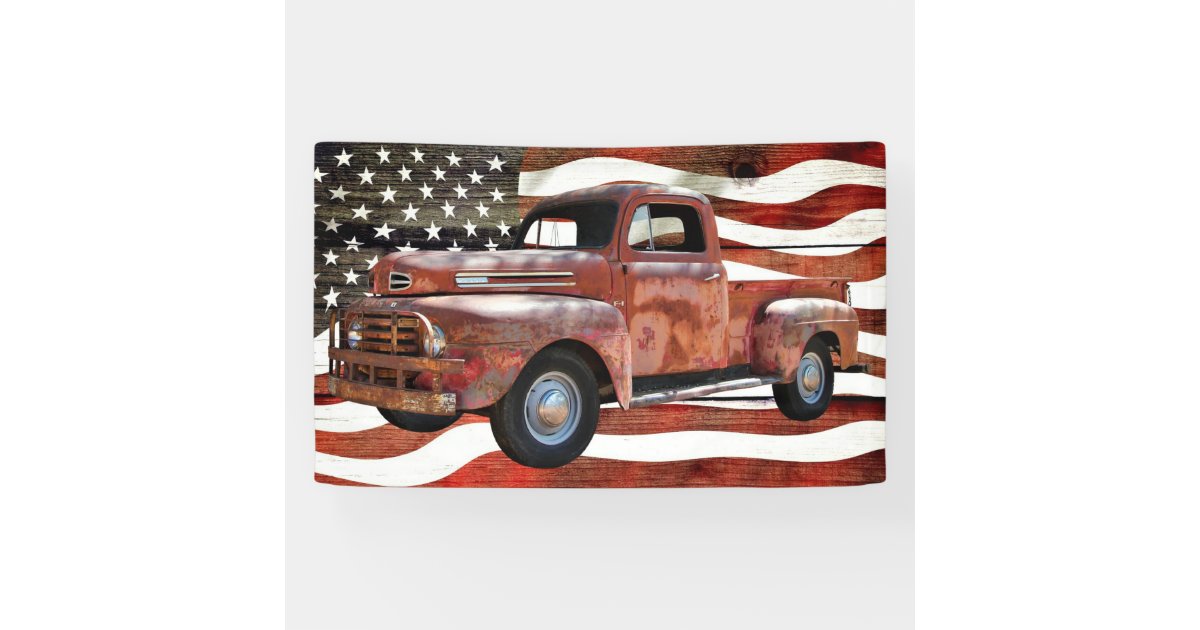 Vintage Red Truck American Flag Banner | Zazzle