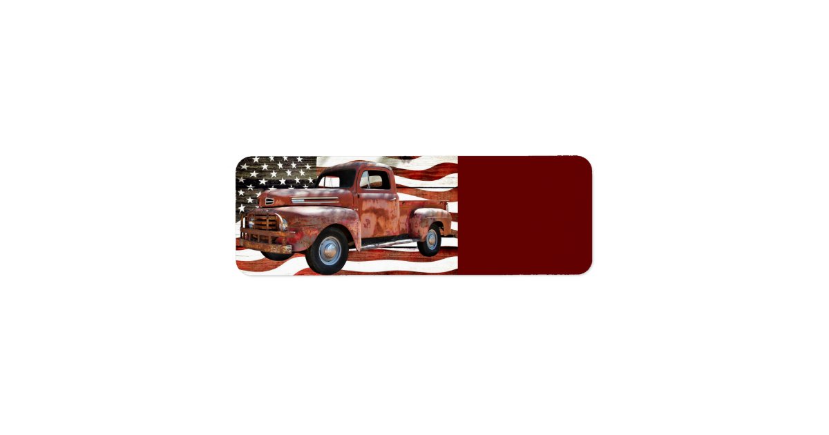 Vintage Red Truck American Flag Label | Zazzle