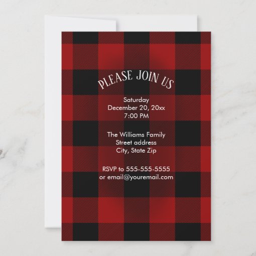 Vintage Red Truck Buffalo Plaid Christmas Party In Invitation | Zazzle