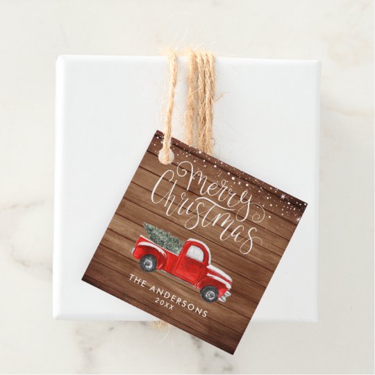 Vintage Red Truck | Christmas Gift Tags | Zazzle.com