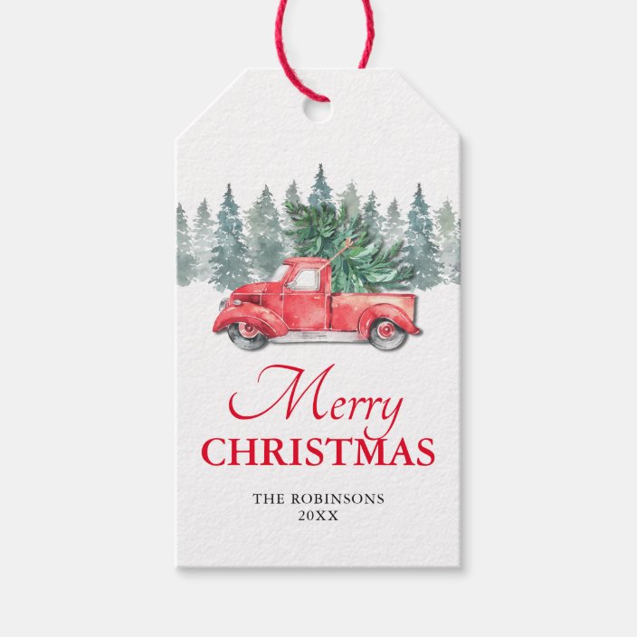 Vintage Red Truck Christmas Holidays Gift Tags | Zazzle.com