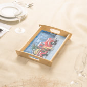 Vintage Red Truck Labrador Retriever Dog Christmas Serving Tray | Zazzle