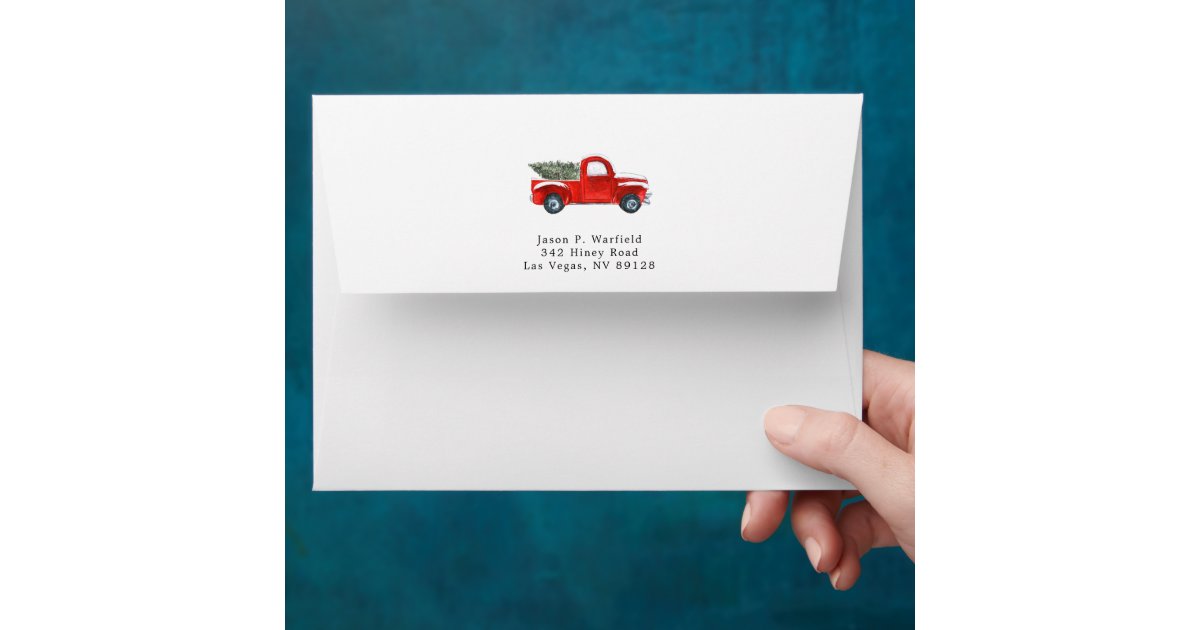Vintage Red Truck Personalized Christmas Envelope | Zazzle