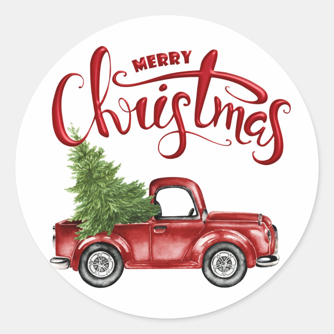 Vintage Red Truck Sticker | Zazzle