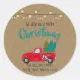 Vintage Red Truck with Christmas Trees on Kraft Classic Round Sticker ...