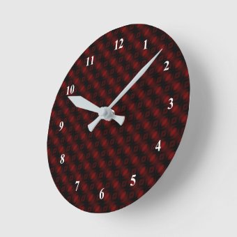 Vintage Red Velvet Wallpaper Abstract Design Round Clock | Zazzle