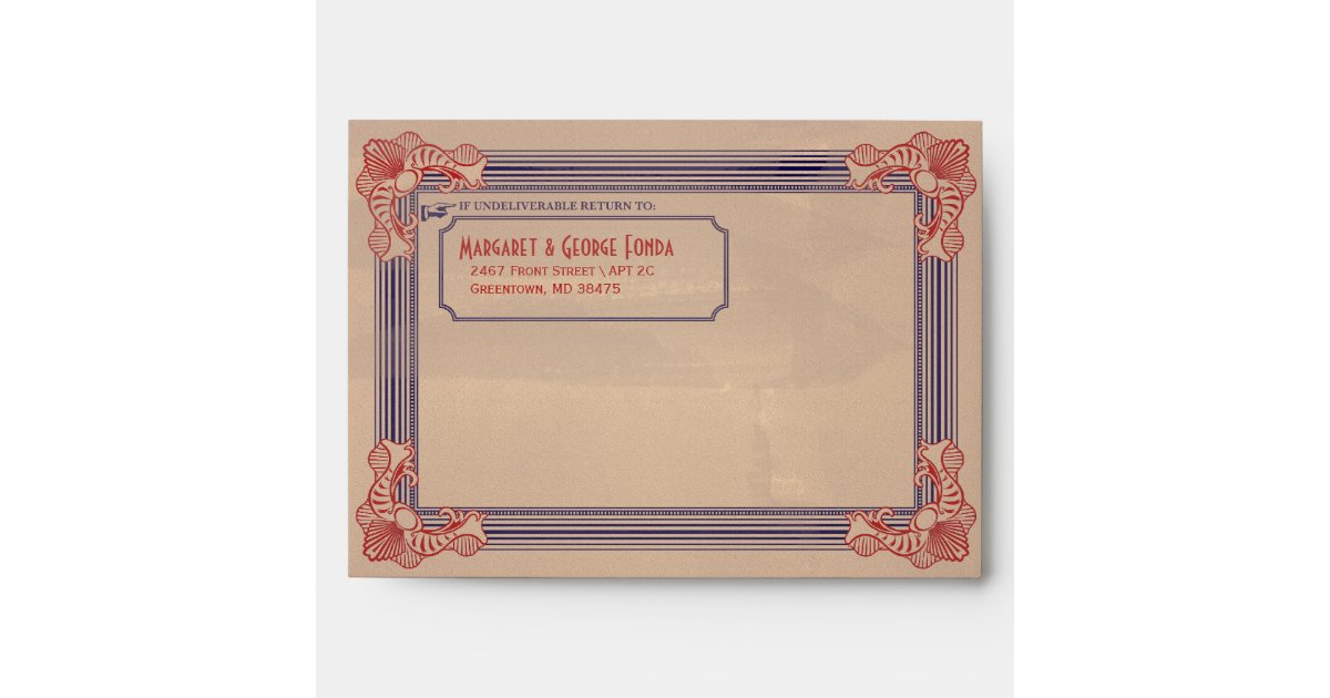 Vintage Red White & Blue Customizable A7 Envelopes | Zazzle