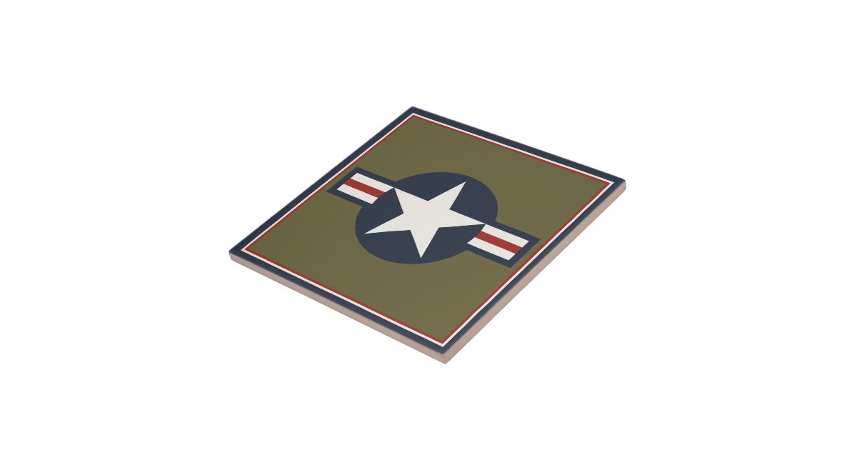Vintage Red White Blue USAAF Insignia Star Bars Ceramic Tile | Zazzle