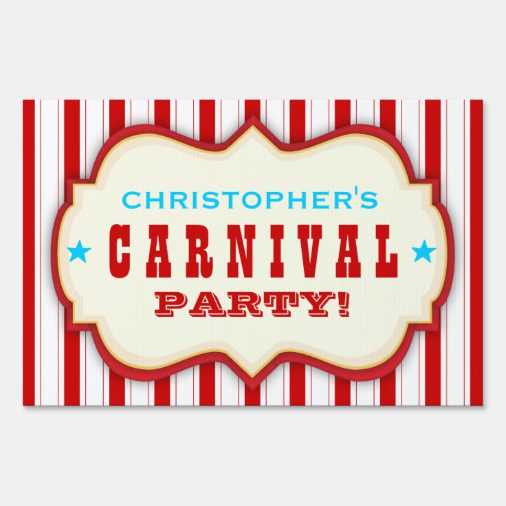 Vintage Red White Carnival Party Yard Sign | Zazzle