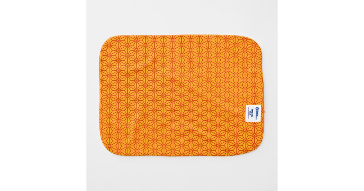 Vintage Red Yellow Asanoha Japan Oriental Pattern Baby Burp Cloth | Zazzle